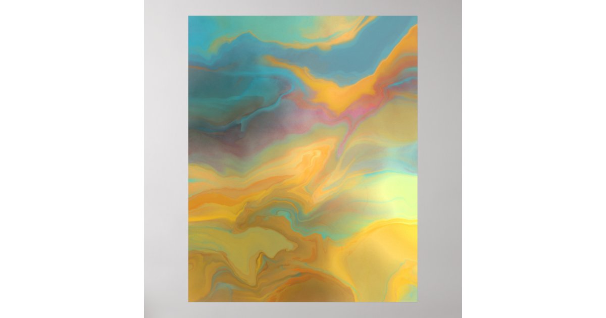 Modern Spring Colors Abstract Painting Art Poster | Zazzle