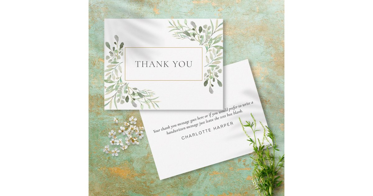 Modern Spring Leaves Business Thank You Card | Zazzle