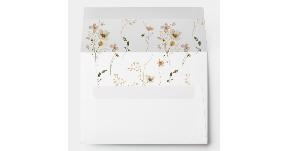 Modern Spring Wildflower Wedding Envelope | Zazzle