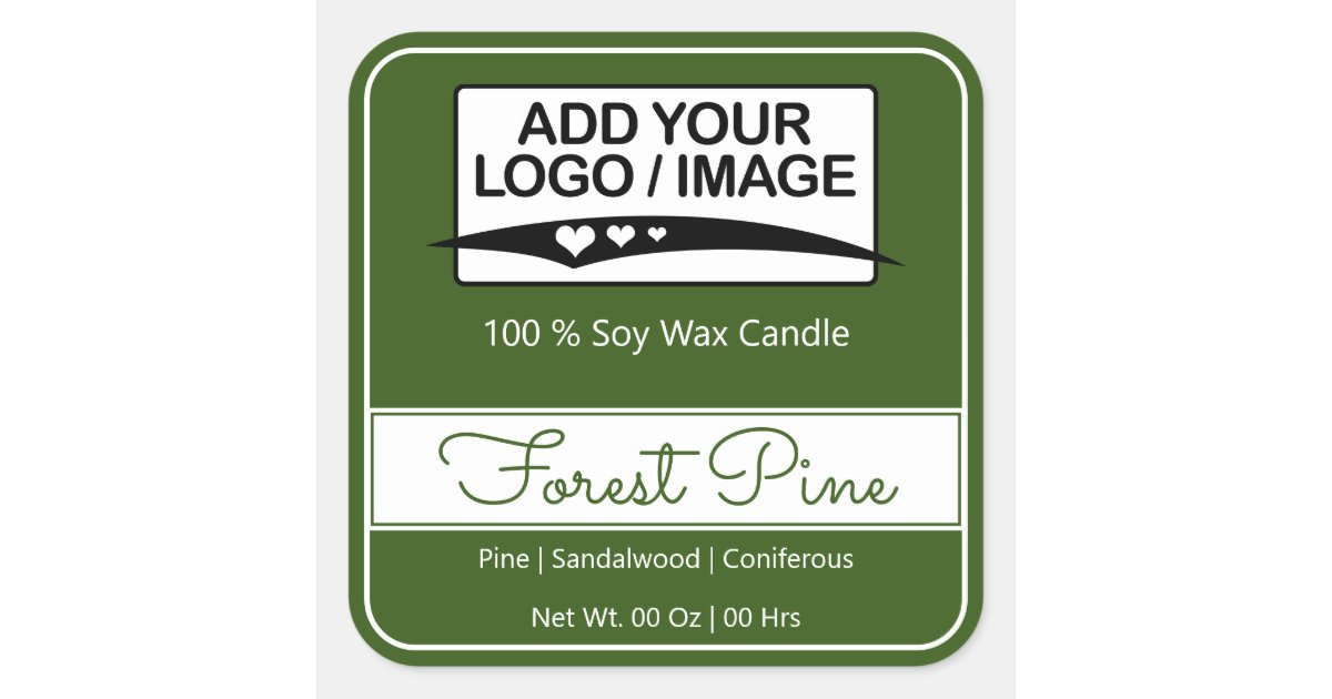 Modern Square Border Simple Forest Green Logo Square Sticker | Zazzle