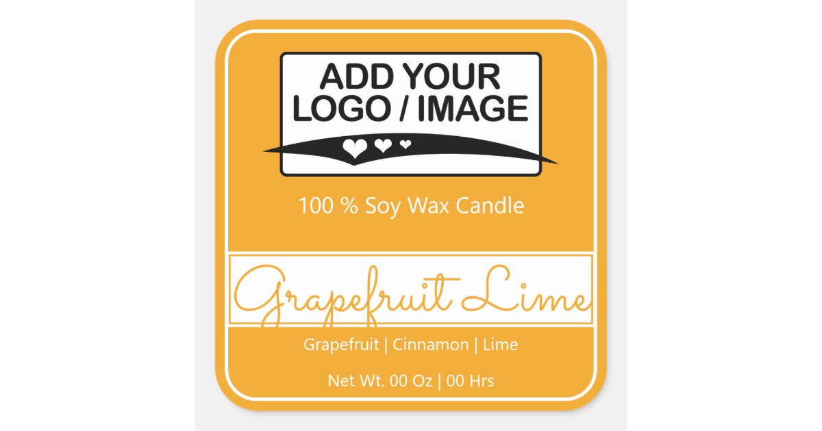 Modern Square Border Simple Orange Yellow Logo Square Sticker | Zazzle