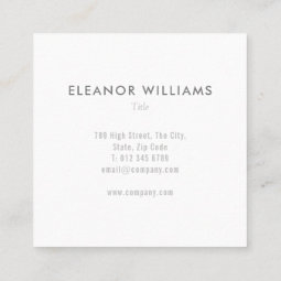 Modern Square White and Silver Floral Pattern Square Business Card | Zazzle