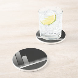 Modern Steel Black and Silver Industrial Coaster | Zazzle