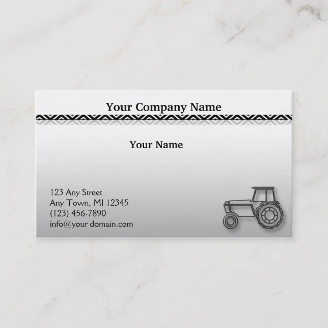 Modern Steel Tractor on Grey Gradient Illustration Business Card | Zazzle
