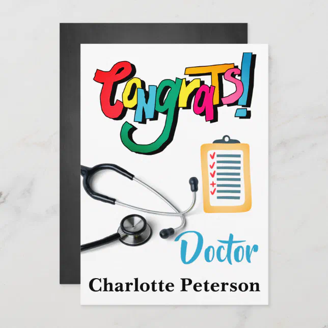 Modern Stethoscope Doctor Congratulation Card | Zazzle