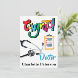 Modern Stethoscope Doctor Congratulation Card | Zazzle