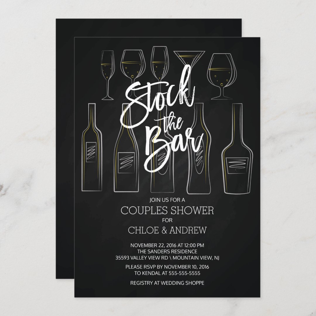 Modern Stock the Bar Couples Shower Invite | Zazzle