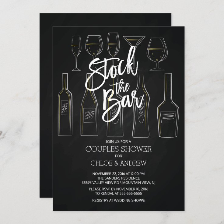 Modern Stock the Bar Couples Shower Invite | Zazzle
