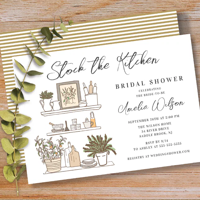 Modern Stock the Kitchen Bridal Shower Invitation | Zazzle