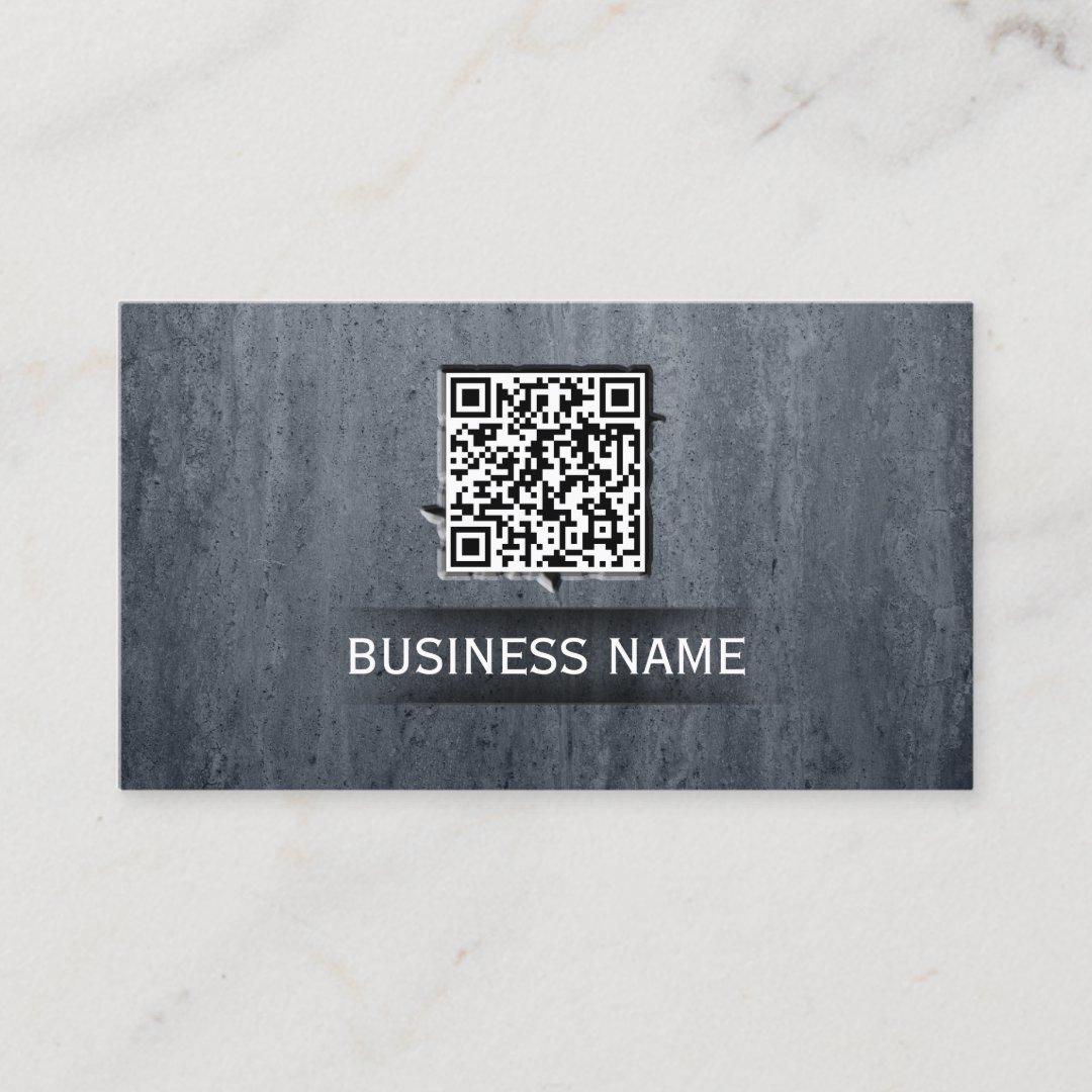 Modern Stone Background Cool QR Code Business Card | Zazzle