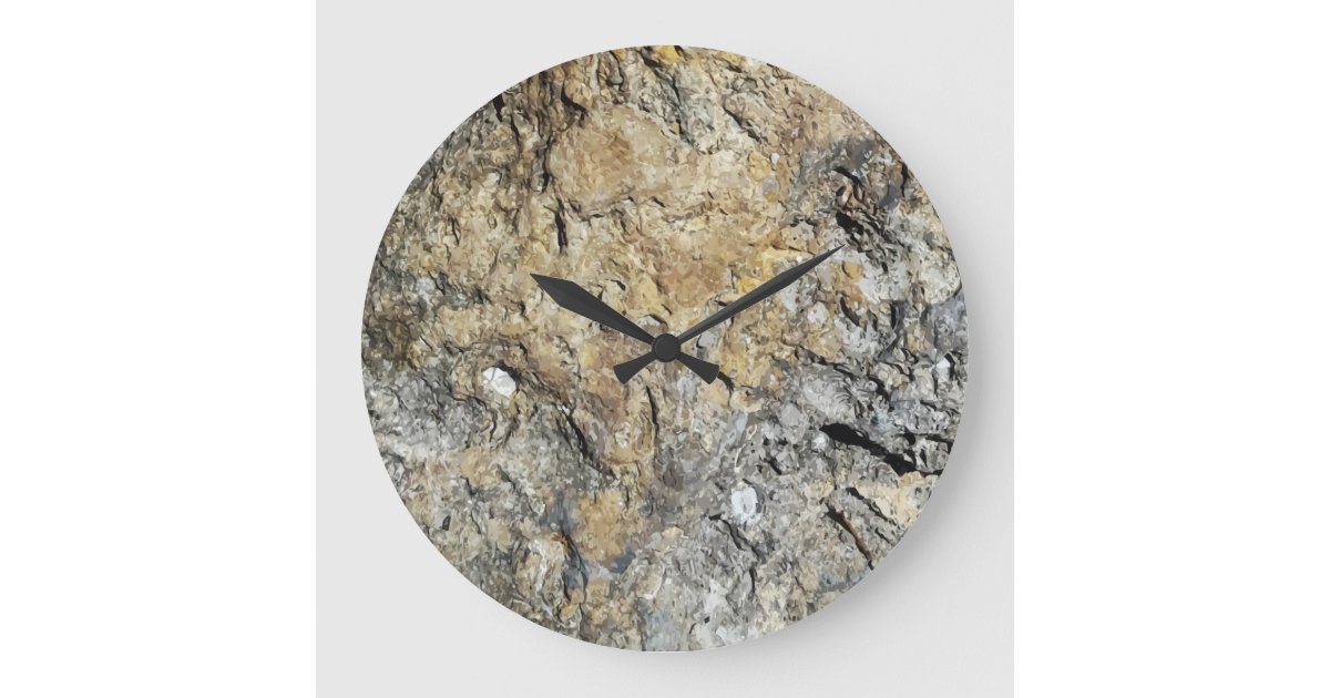 Modern Stone Look Wall Decor Large Clock | Zazzle