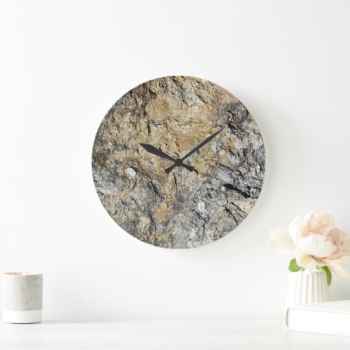 Modern Stone Look Wall Decor Large Clock | Zazzle