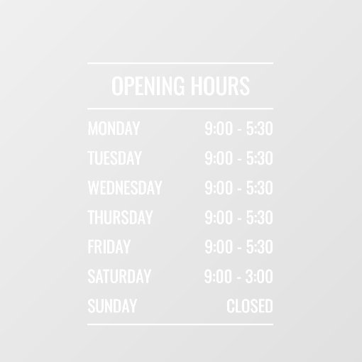 Modern Store Opening Hours Window Cling | Zazzle