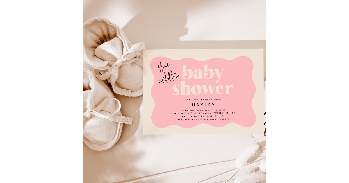 Modern Strawberry Pink & Cream Baby Shower Invitation | Zazzle