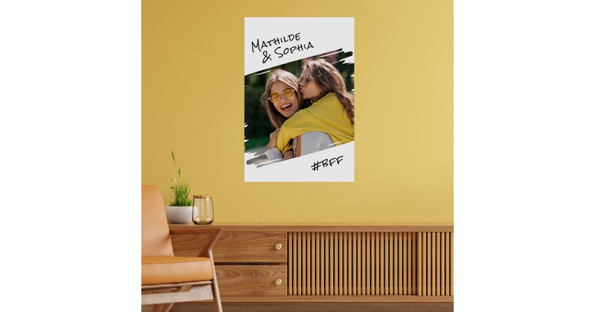 Modern Street Art Add Your Photo BBF Best Friends Poster | Zazzle