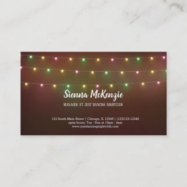Modern string lights business card | Zazzle