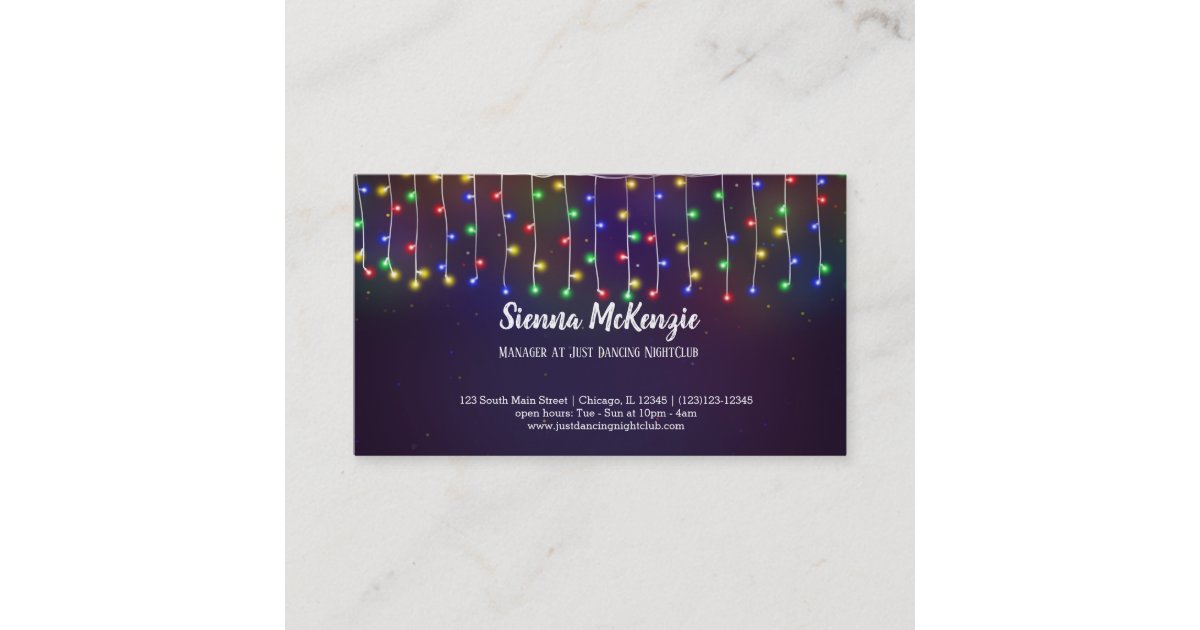 Modern string lights business card | Zazzle
