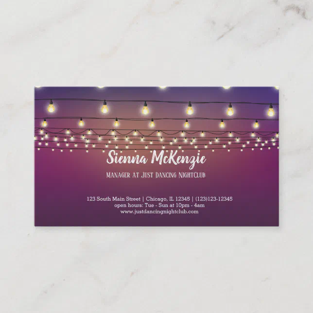 Modern string lights business card | Zazzle