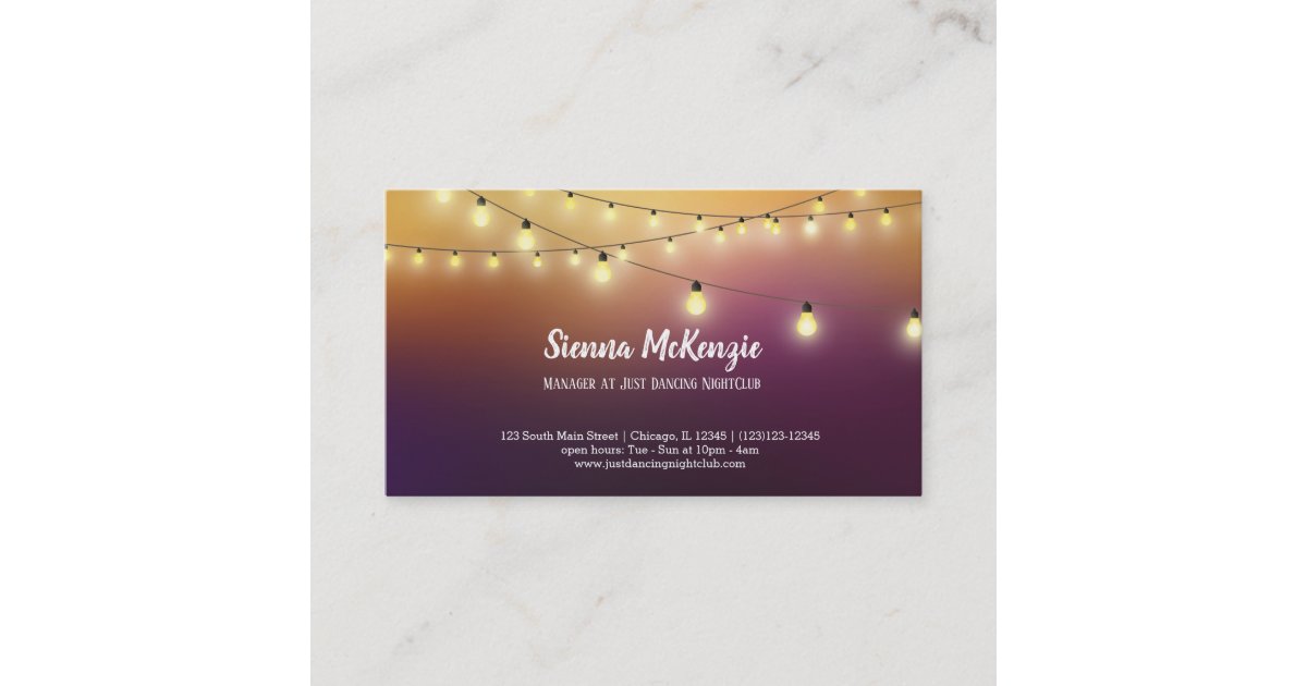 Modern string lights business card | Zazzle