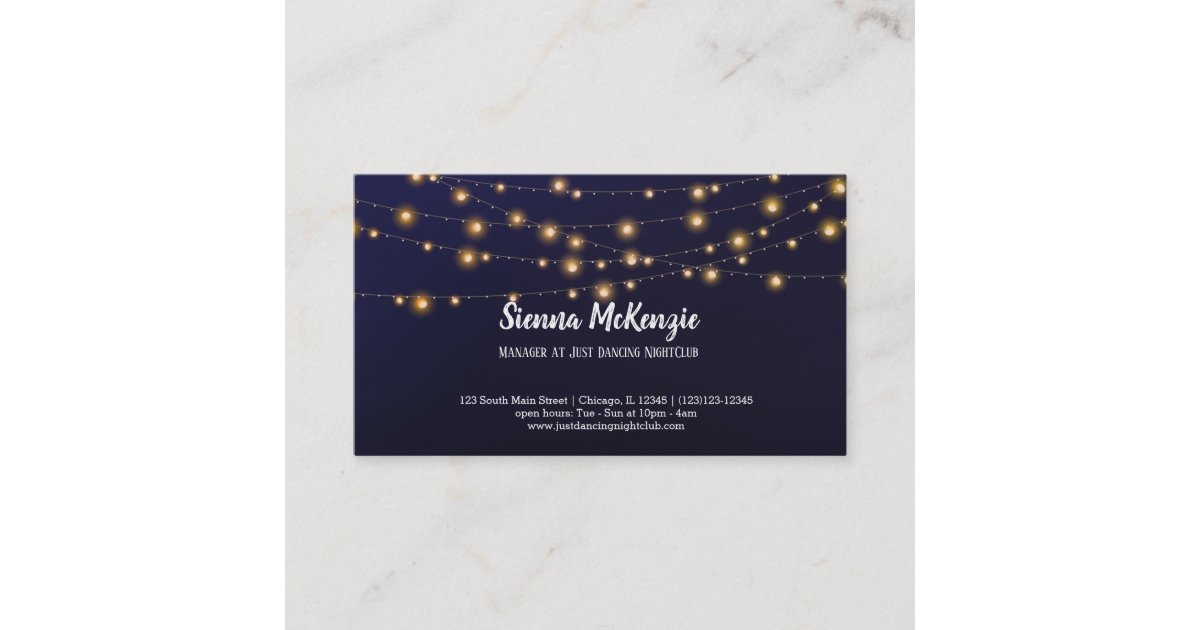 Modern string lights business card | Zazzle