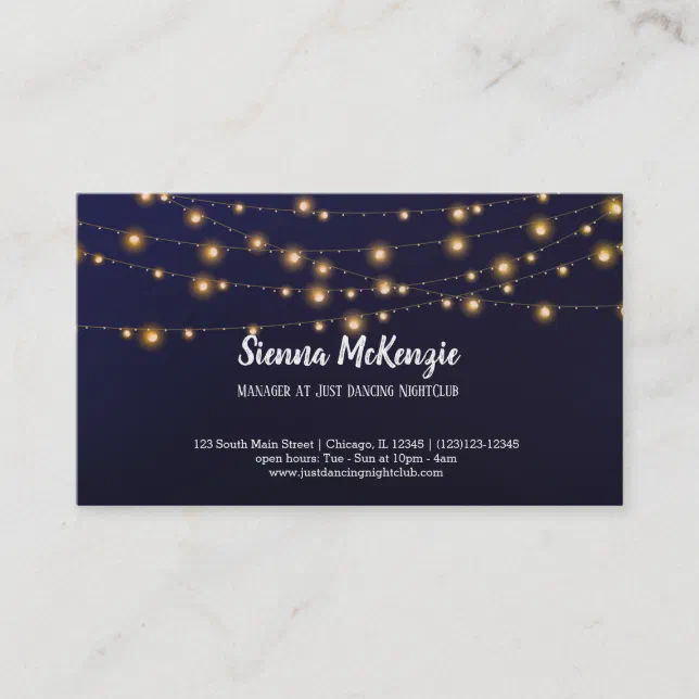 Modern string lights business card | Zazzle