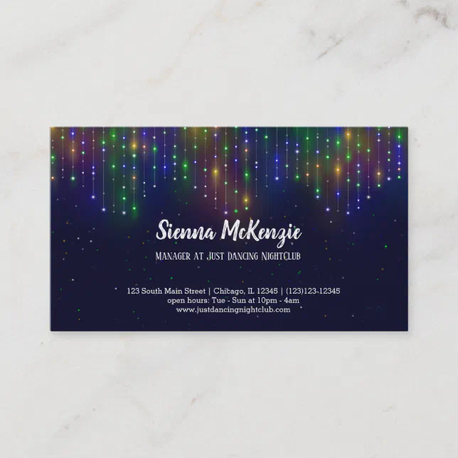 Modern string lights business card | Zazzle