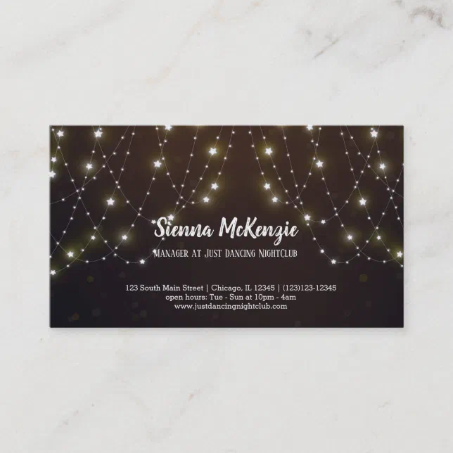 Modern string lights business card | Zazzle