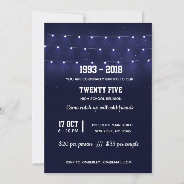 Modern string lights invitation | Zazzle