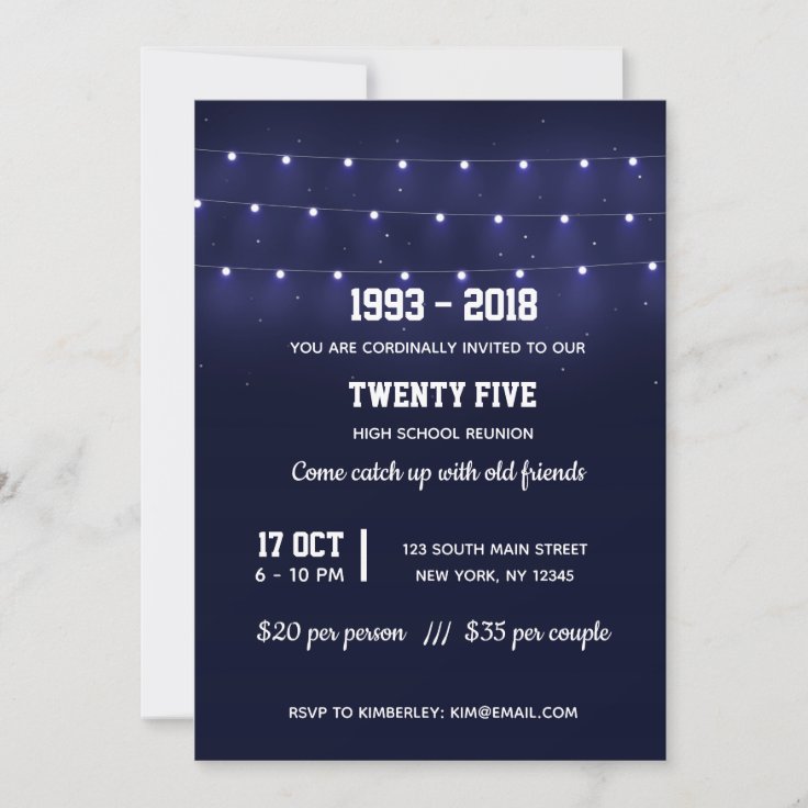 Modern string lights invitation | Zazzle