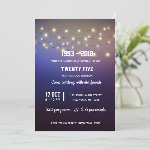Modern string lights invitation | Zazzle