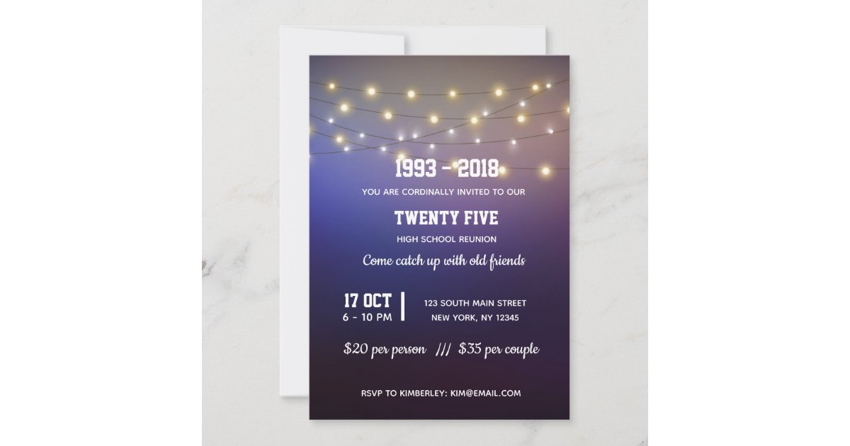 Modern string lights invitation | Zazzle