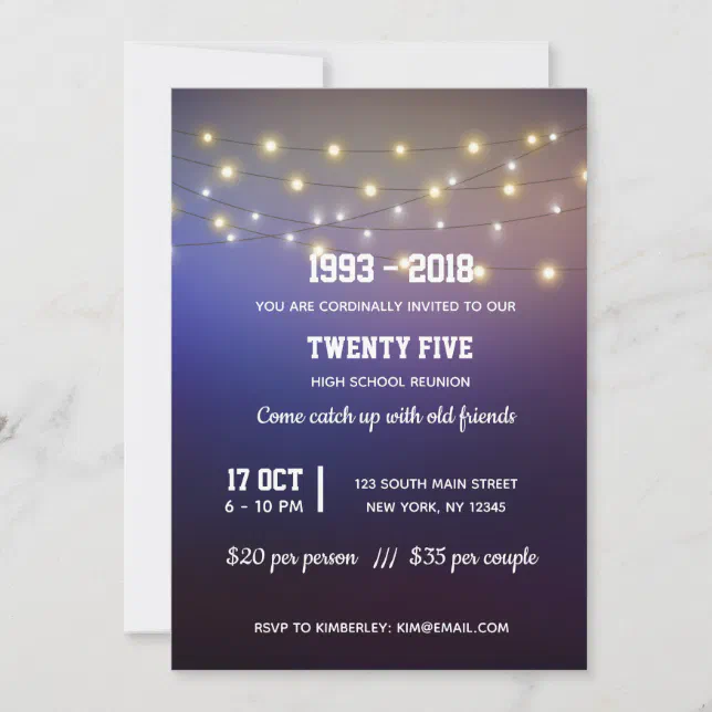 Modern string lights invitation | Zazzle