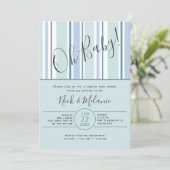 Modern stripe baby shower with diaper raffle invitation | Zazzle