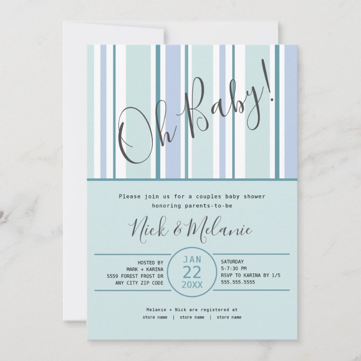 Modern stripe baby shower with diaper raffle invitation | Zazzle.com