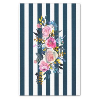 Modern Stripe Floral Pattern Tissue Paper | Zazzle
