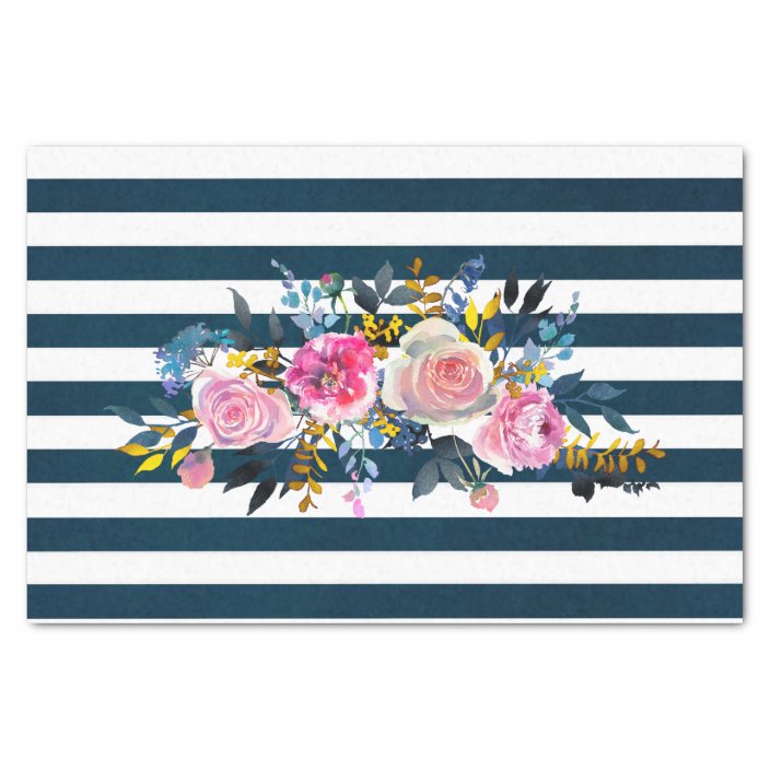 Modern Stripe Floral Pattern Tissue Paper | Zazzle.com