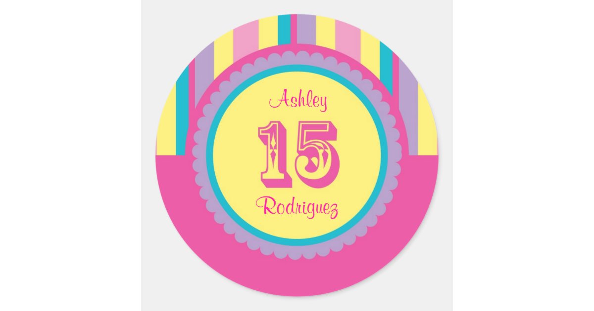Modern Stripes 15 Birthday Quinceañera Sticker | Zazzle