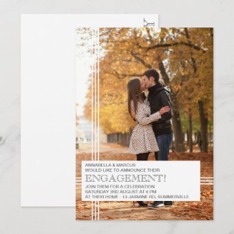 Modern Stripes Engagement Party Photo Invitation | Zazzle