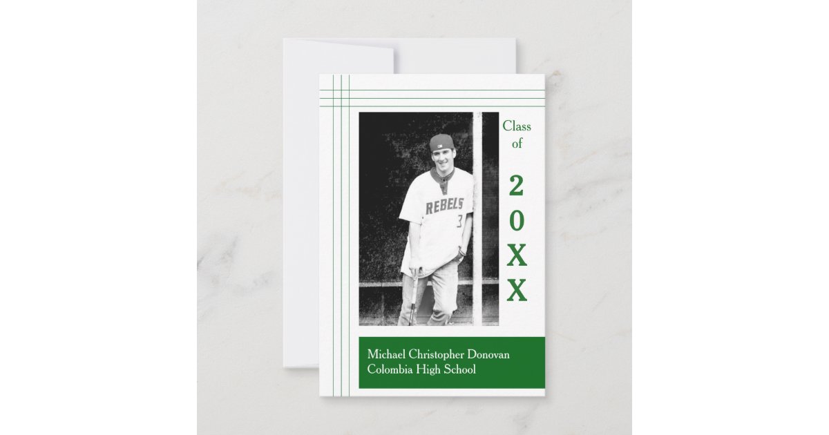 Modern Stripes Green 3x5 Graduation Announcement | Zazzle