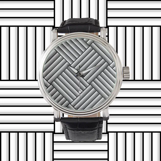 Modern stripes in black, white and gray - cool watch | Zazzle