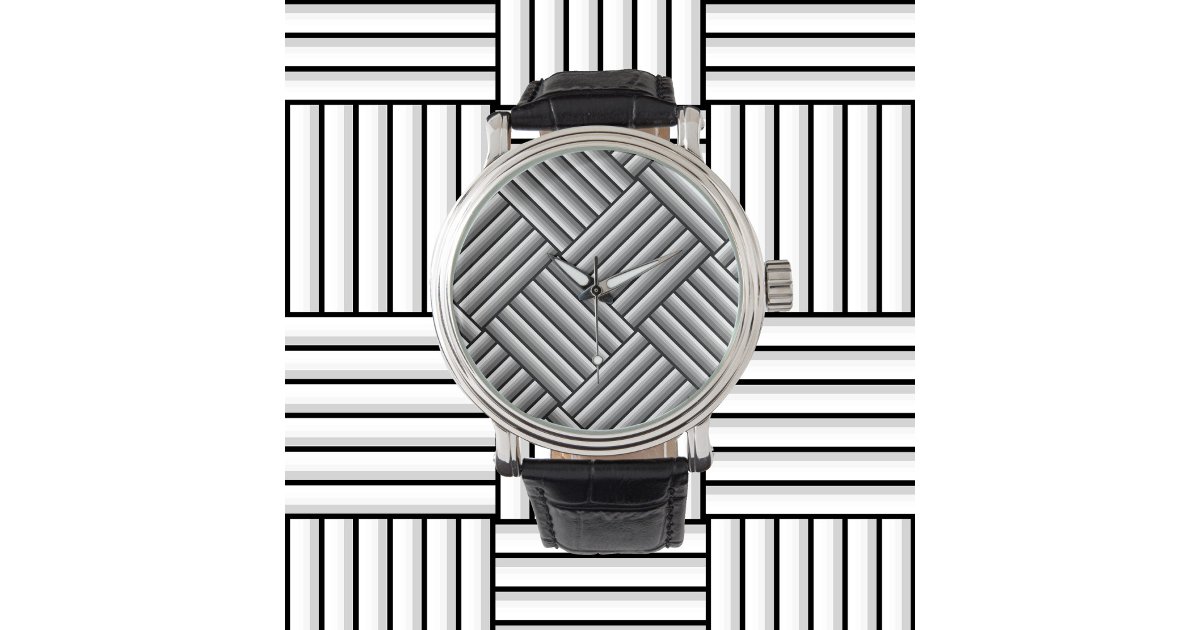 Modern stripes in black, white and gray - cool watch | Zazzle