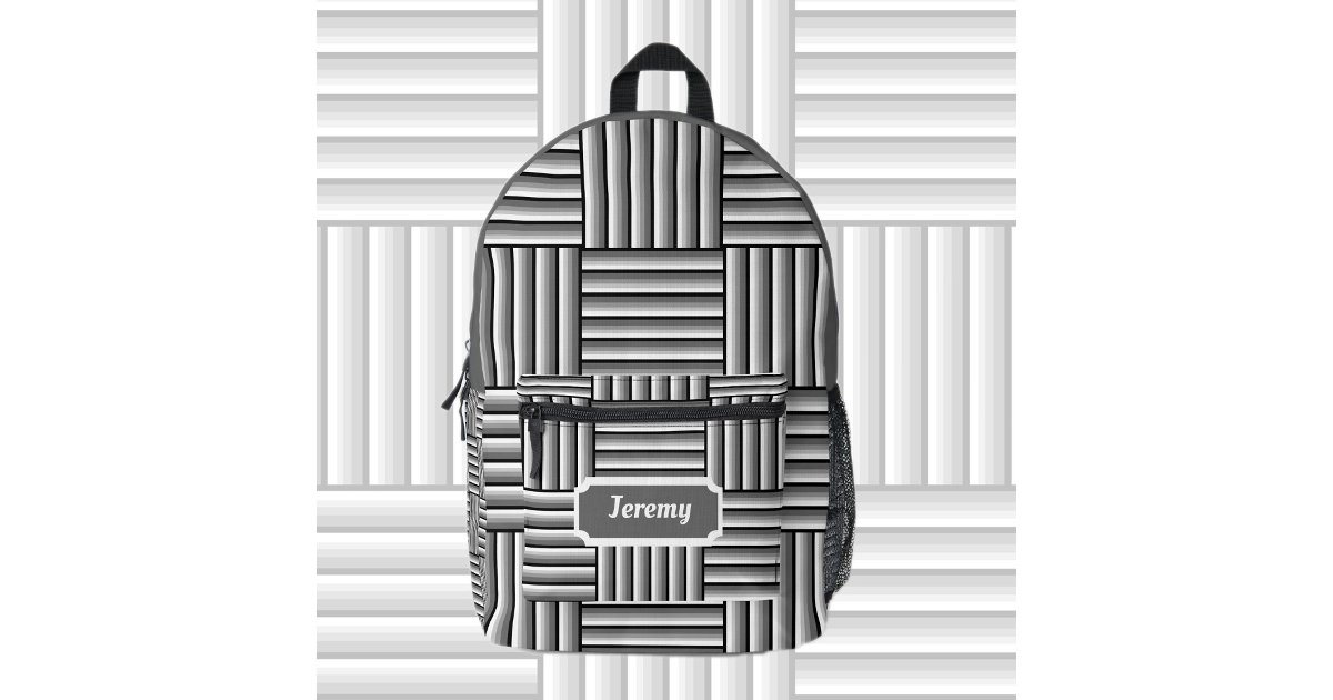 Modern stripes in black, white and gray - custom printed backpack | Zazzle