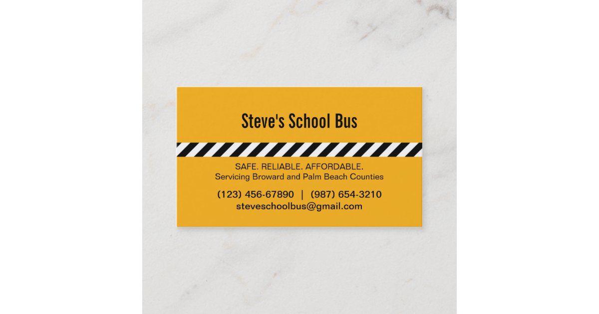 Modern Stripes School Bus Business Card | Zazzle