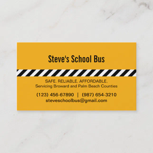 Modern Stripes School Bus Business Card | Zazzle