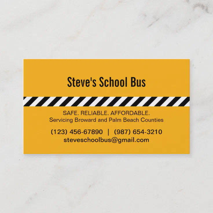 Modern Stripes School Bus Business Card | Zazzle