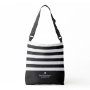 Modern Stripes with Upscale Heart Monogram - Black Crossbody Bag | Zazzle