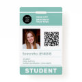 Modern student photo ID QR code school university Badge | Zazzle