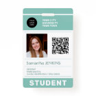 Modern student photo ID QR code school university Badge | Zazzle