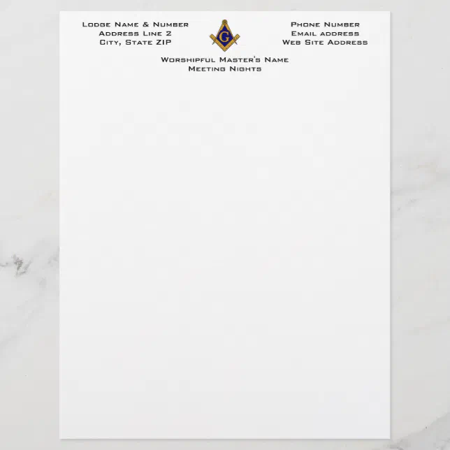 Modern Style Masonic Lodge Letterhead | Zazzle