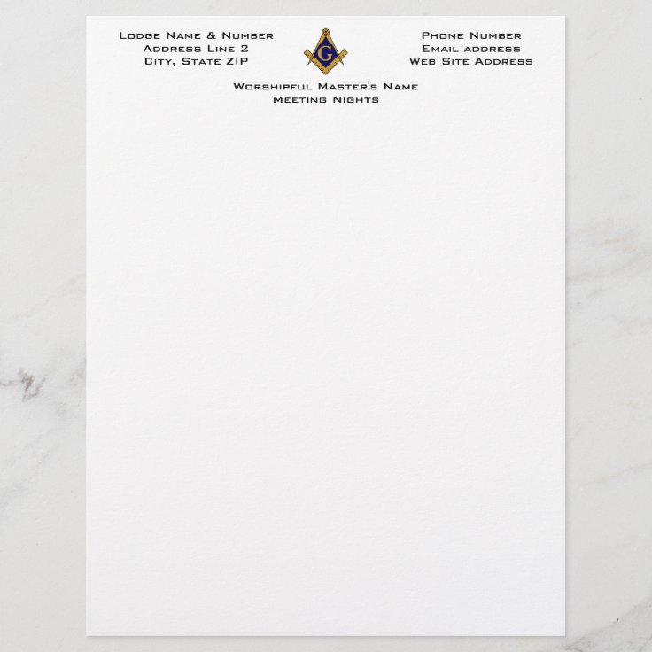 Modern Style Masonic Lodge Letterhead | Zazzle